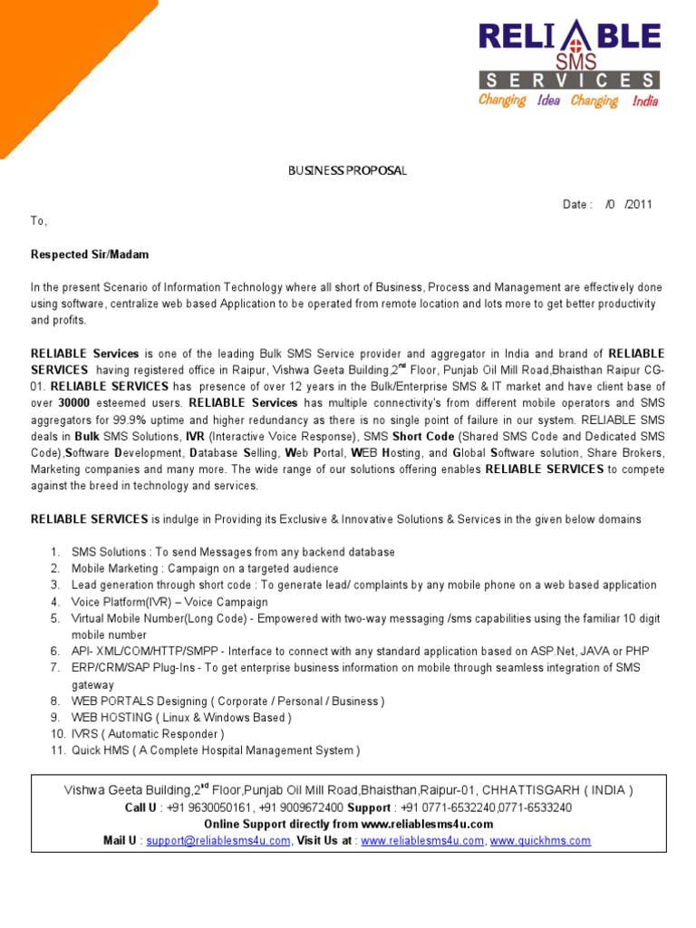 Business Proposal For Bulk SMS Gateway Korba | PDF | Interactive Voice ...