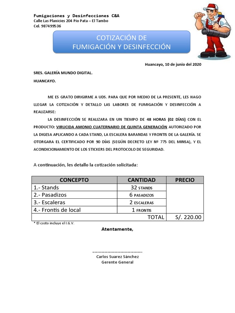 Cotizacion de Fumigacion | PDF