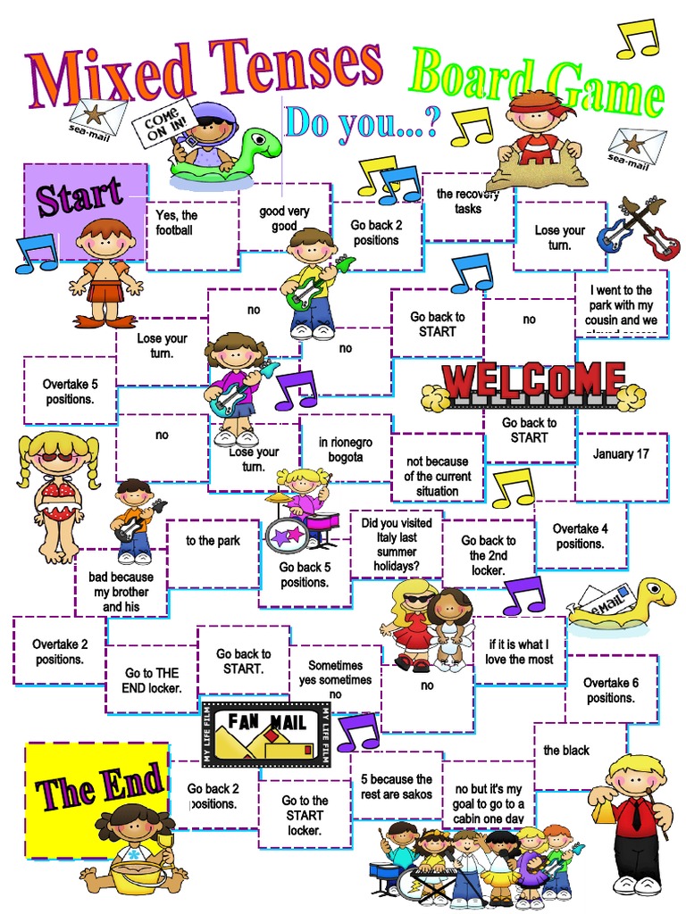 803 Mixed-Elementary-Tenses-Board-Game | PDF | Sports