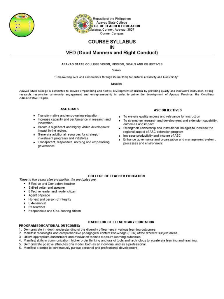 Values Obe Syllabus | PDF | Morality | Value (Ethics)