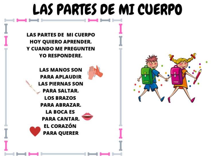 Partes De Mi Cuerpo Poema RECURSOS Y ACTIVIDADES Para Educación