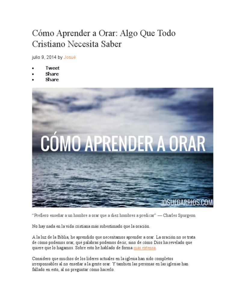 Cómo Aprender A Orar | PDF | Oración | Dios