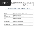 Method Statement Concreting Work | PDF | Concrete | Building Engineering