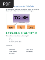 ACTIVIDADES DE INGLÉS Pronombres Personales Verbo TO BE - PART 1 | PDF