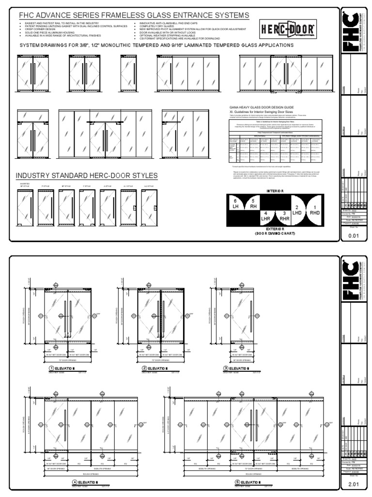 FHC Advance Series Frameless Glass Entrance Systems | PDF | Door ...