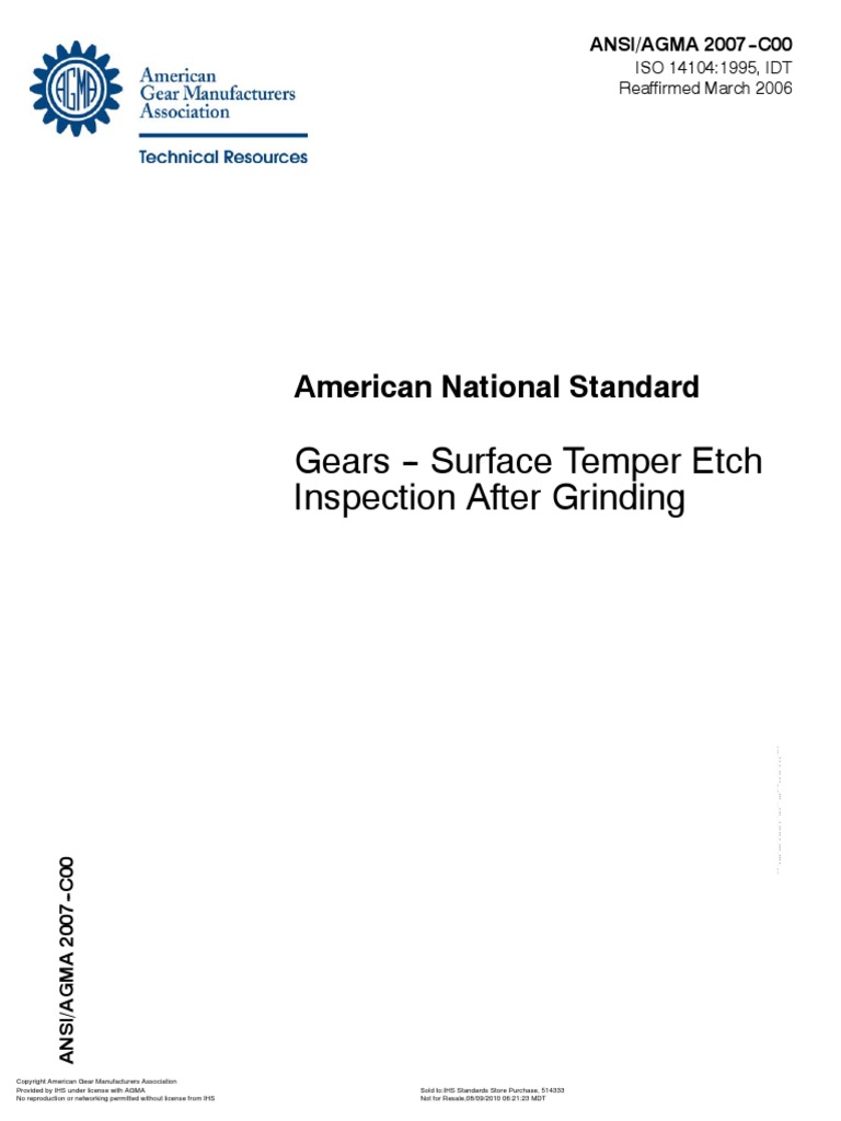 Ansi - Agma 2007-C00 - 06 | PDF | Etching | International Organization ...