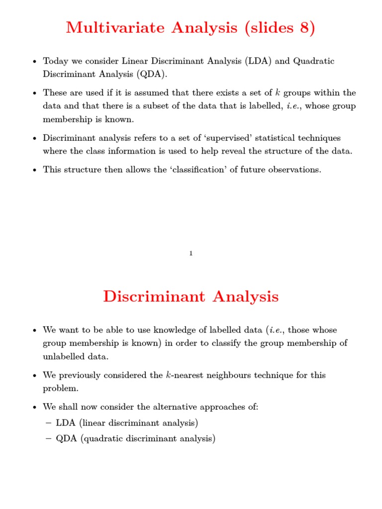 Multivariate Analysis (Slides 8) | PDF | Probability Theory | Multivariate Statistics