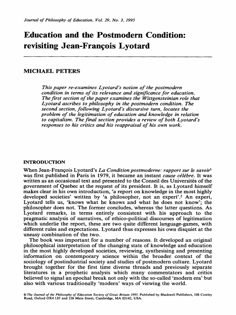 PETERS-1995-Journal of Philosophy of Education PDF | PDF ...