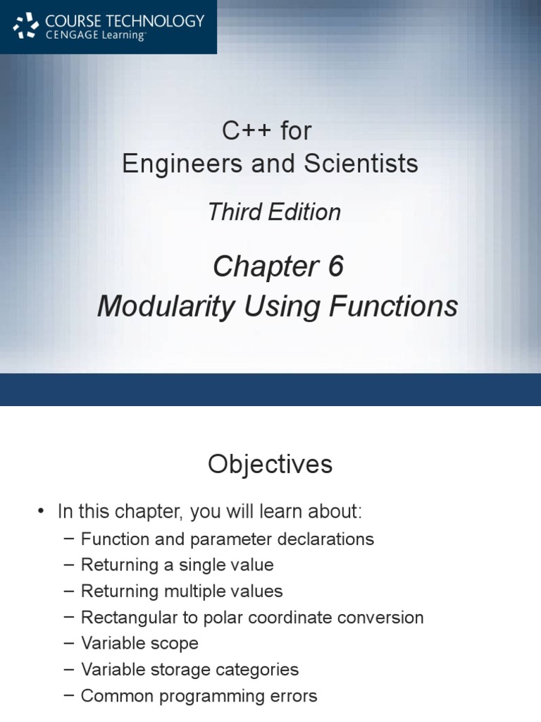 C++ For Engineers and Scientists: Modularity Using Functions | PDF | Subroutine | Parameter ...
