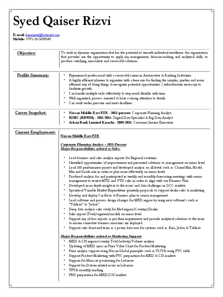 Syed Qaiser Resume-2 - 47 | PDF | Sales | Data Analysis