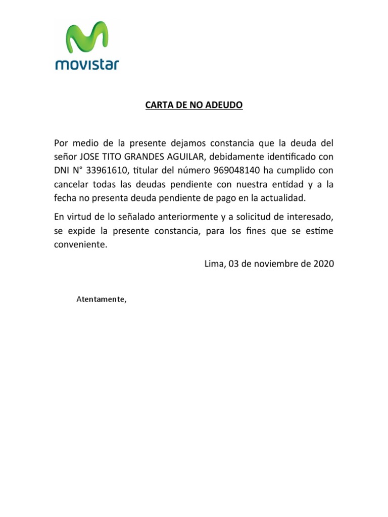 Carta de No Adeudo | PDF