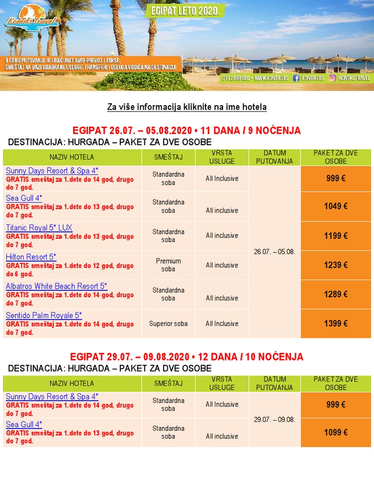 KonTiki Egipat Leto Specijalna Ponuda PDF | PDF