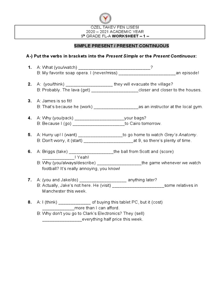 Simple PR - Present Cont | PDF