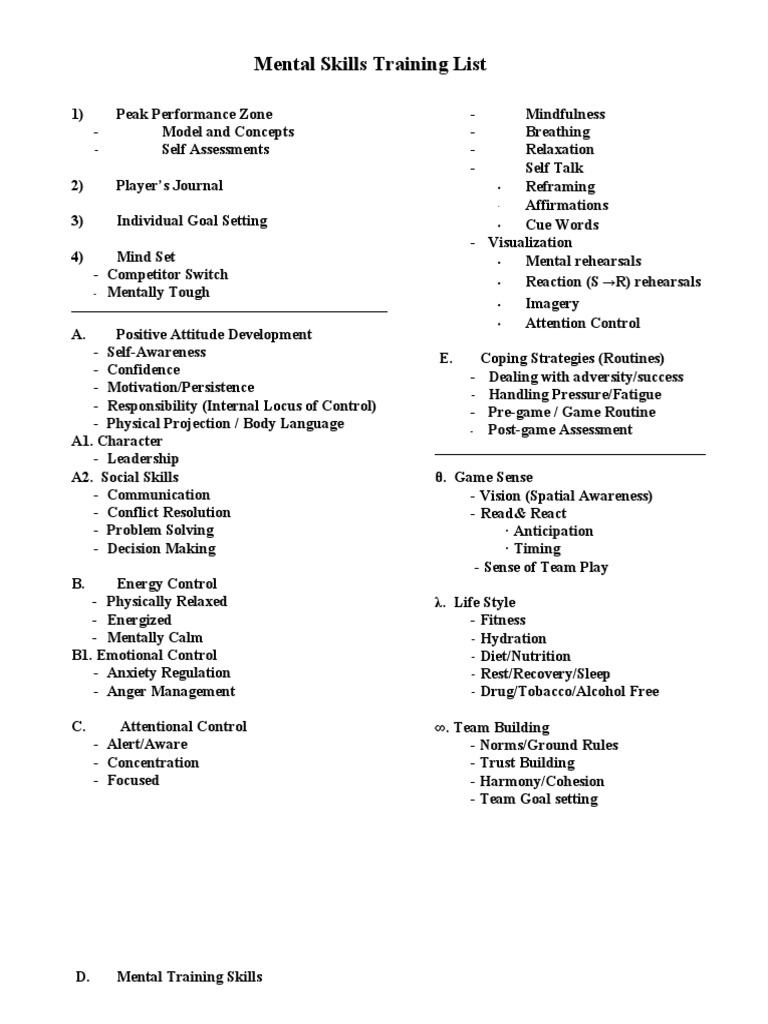 Athlete Mental Skills Guide | PDF | Clinical Psychology | Behavioural ...