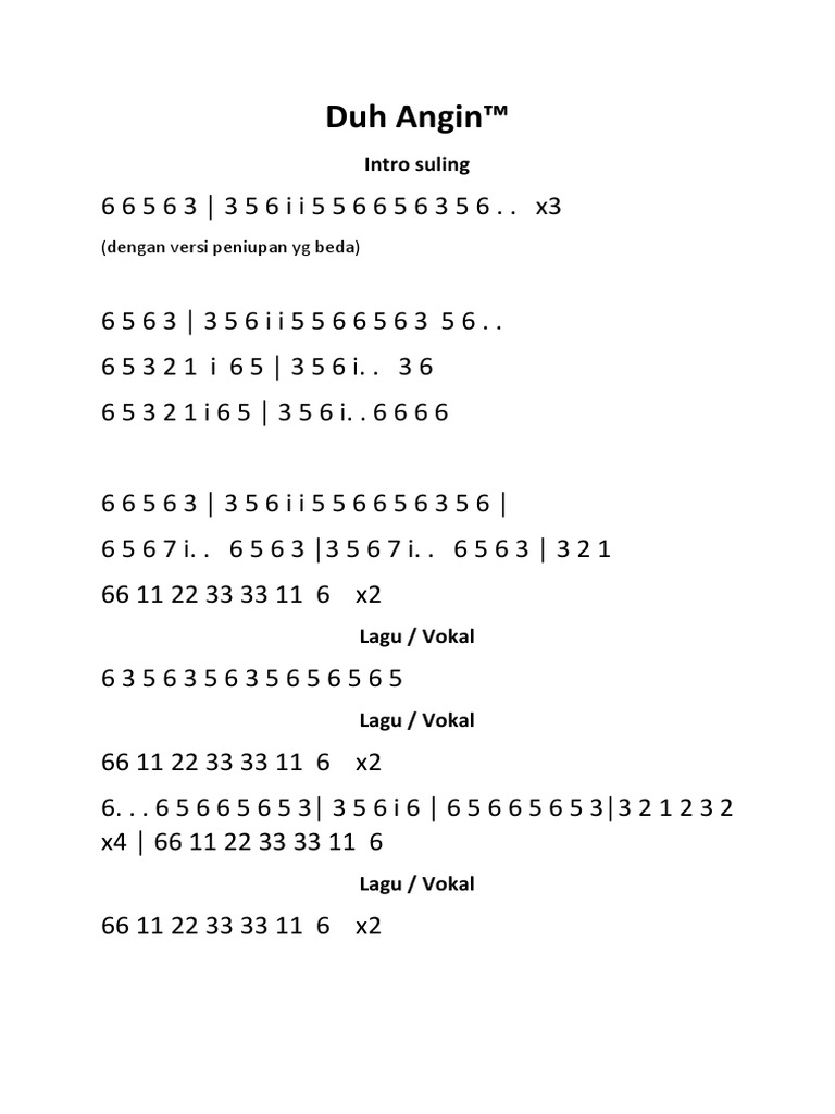 Chord Suling Duh Angin Dan Gelang Soko | PDF