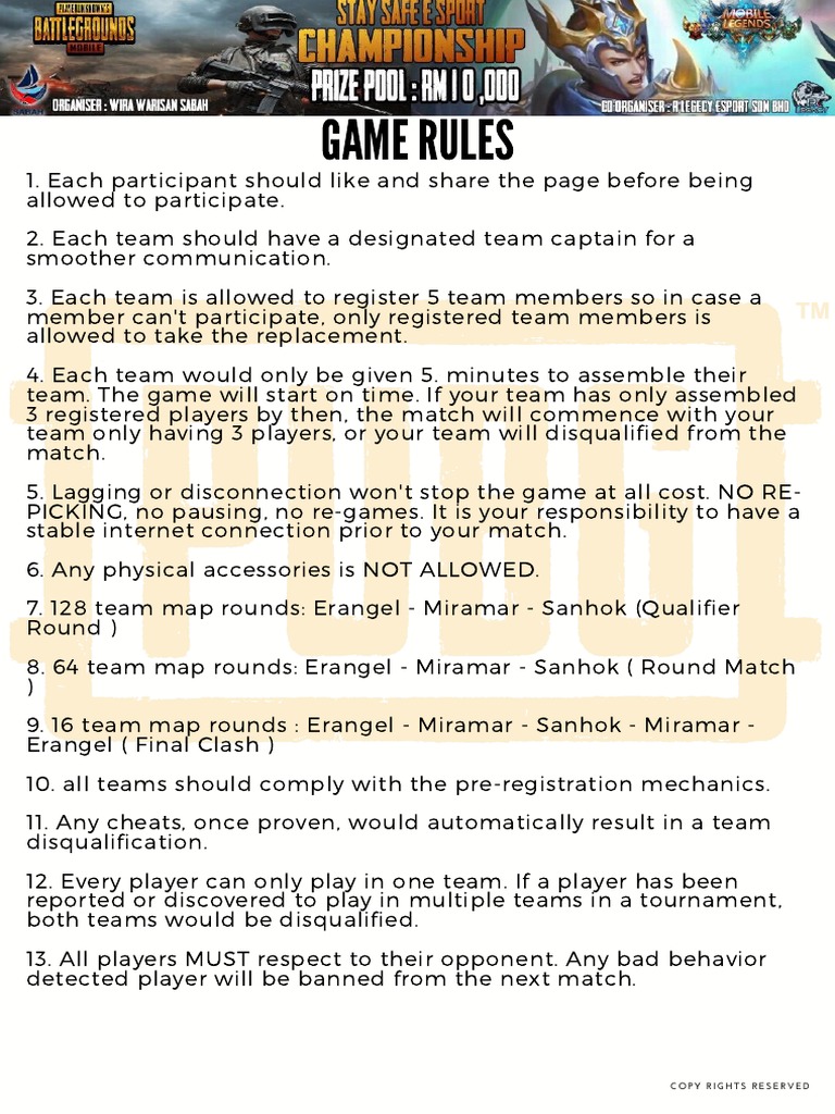 PUBGM Game Rules PDF | PDF