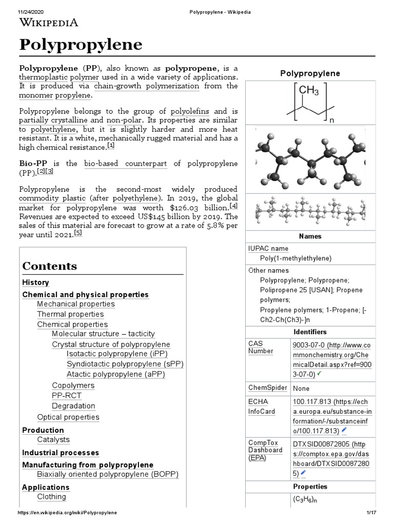 Polypropylene - Wikipedia | PDF | Polyethylene | Materials Science