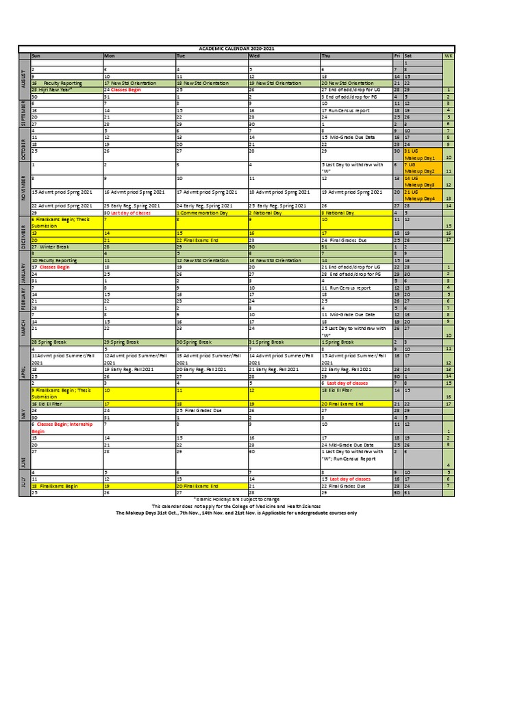 2020-2021 Academic Calendar Overview | PDF | Higher Education | Inquiry