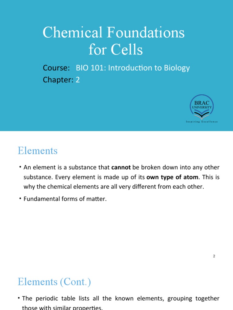 L2 BIO 101 Chemical Foundations For Cells | PDF | Chemical Bond ...
