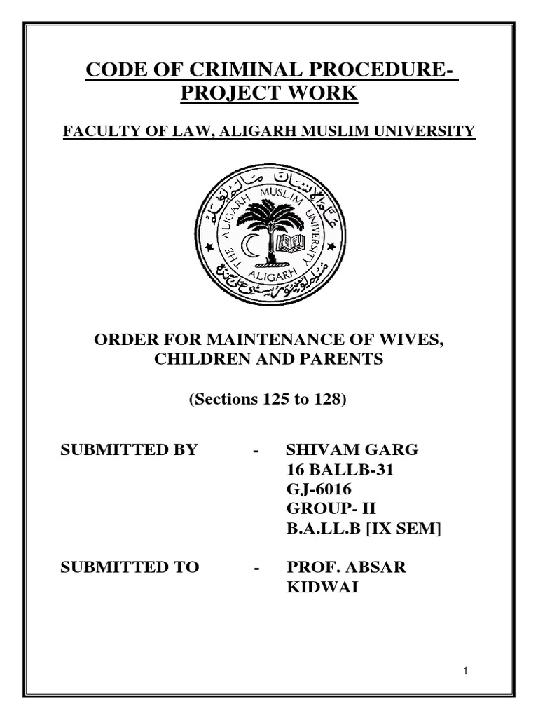 CRPC Project Work | PDF | Wife | Marriage