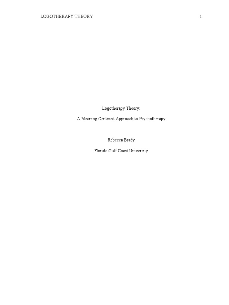 Logotherapy Theory A Meaning Centered Ap PDF | PDF | Psychotherapy ...