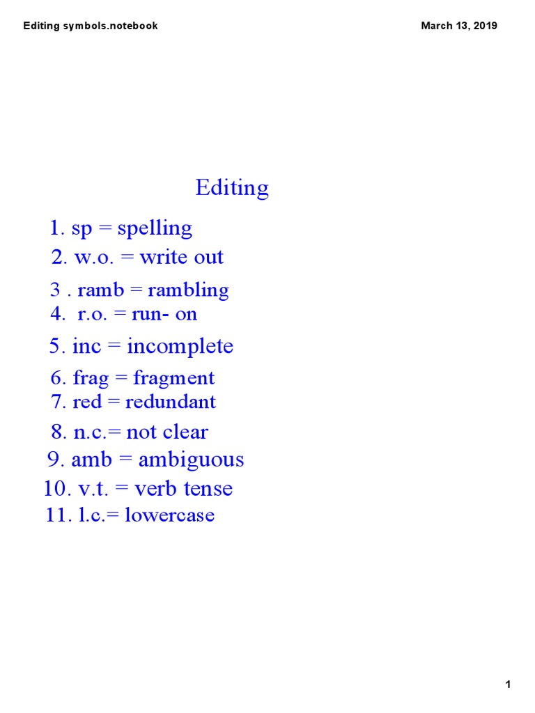 Editing Symbols | PDF