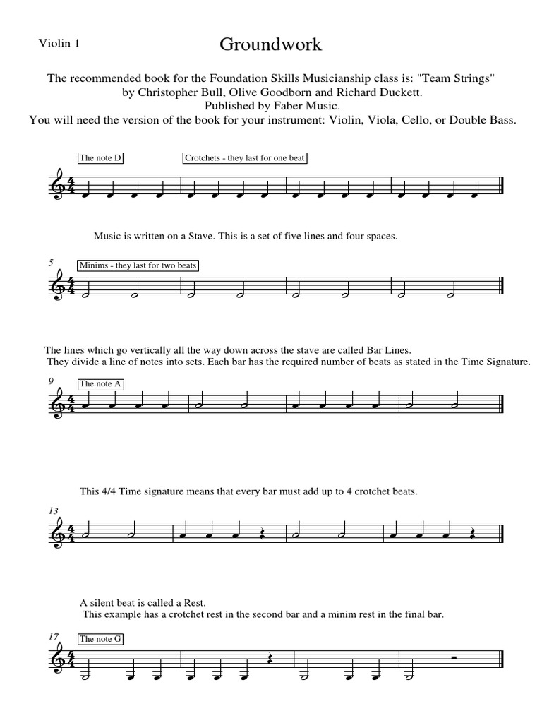 Team Strings book for violin fundamentals | PDF