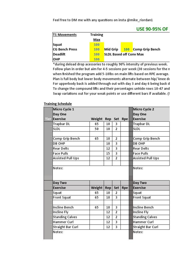 7 Week Generic Hypertrophy Block | PDF | Dance Science | Weight Training