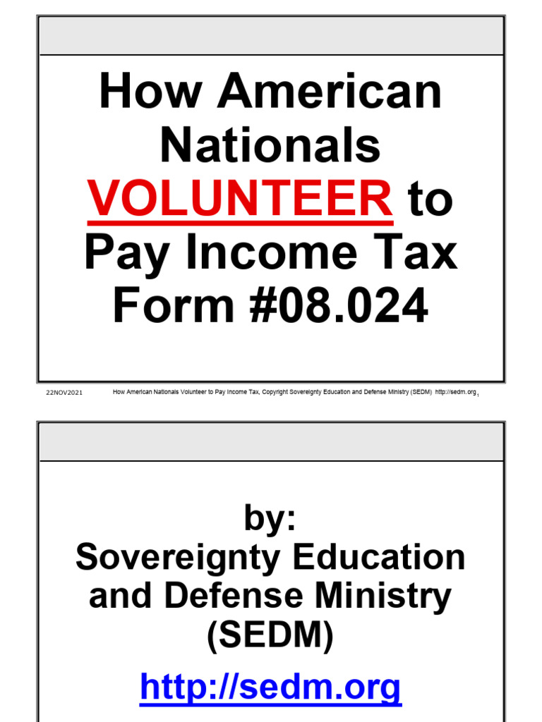 How American Nationals Volunteer To Pay Income Tax, Form #08.024 | PDF ...