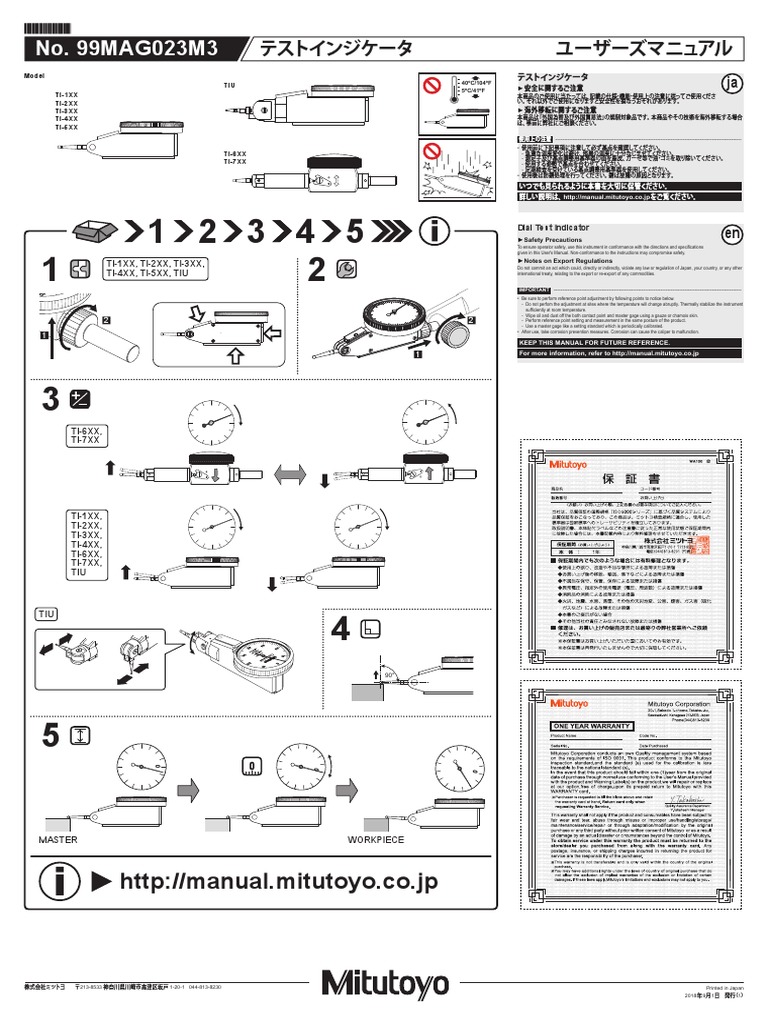 Dial Test Indicator Mitutoyo PDF | PDF