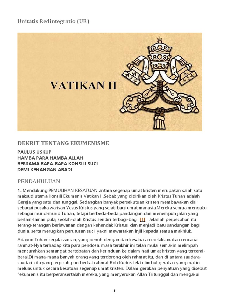 Dekrit Tentang Oikumene PDF | PDF