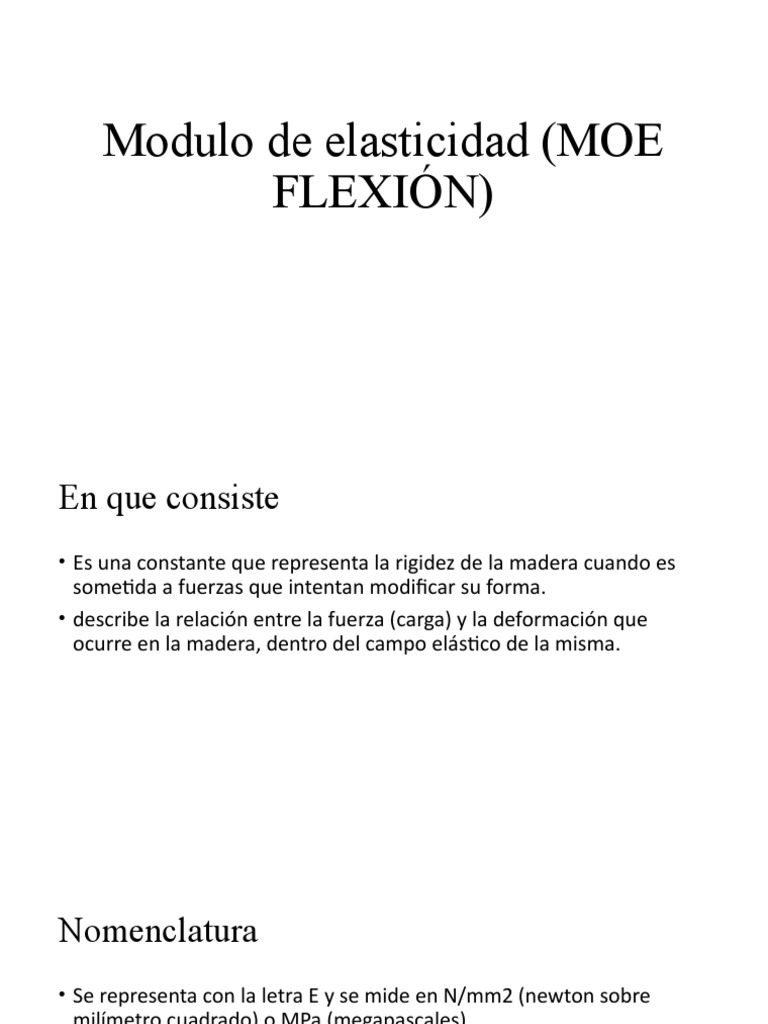 Modulo de Elasticidad (MOE FLEXIÓN) | PDF