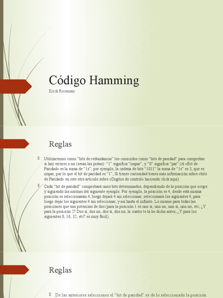 Codigo Hamming | PDF | Poco | Arquitectura de Computadores