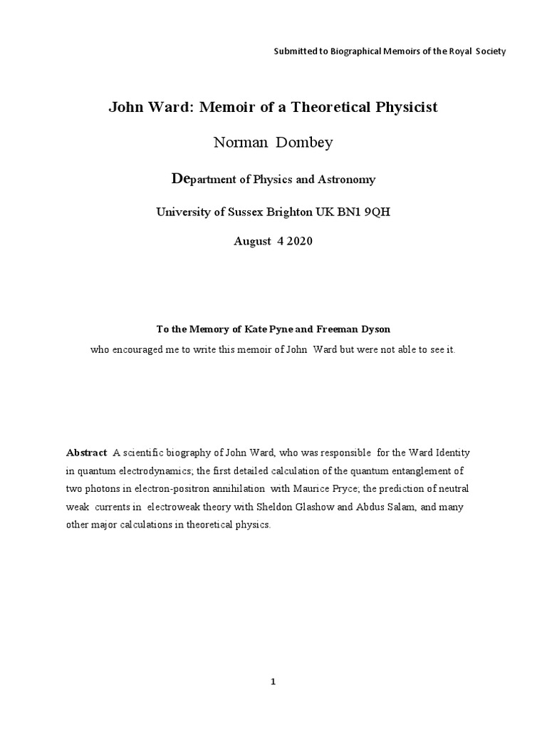 John Ward - Memoir of A Theoretical Physicist | PDF | Quantum ...