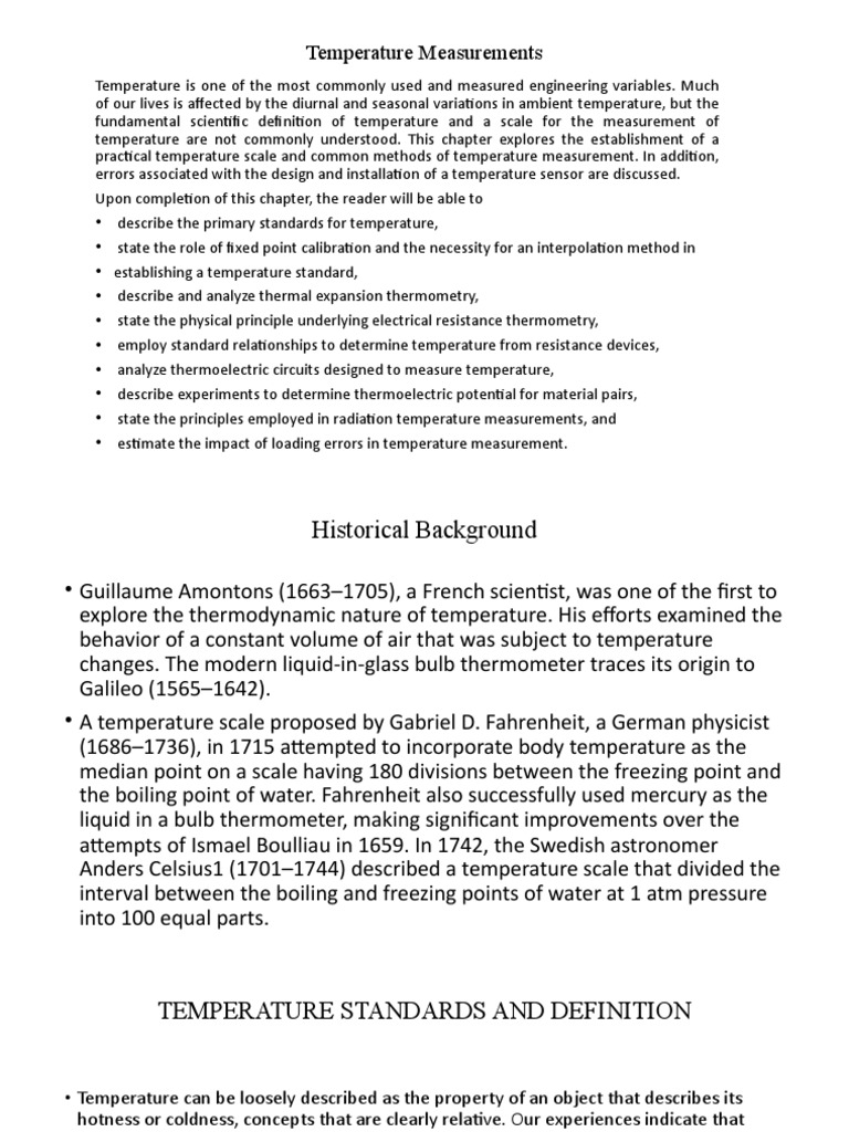 Temperature Measurement Methods & Standards | PDF | Flow Measurement ...