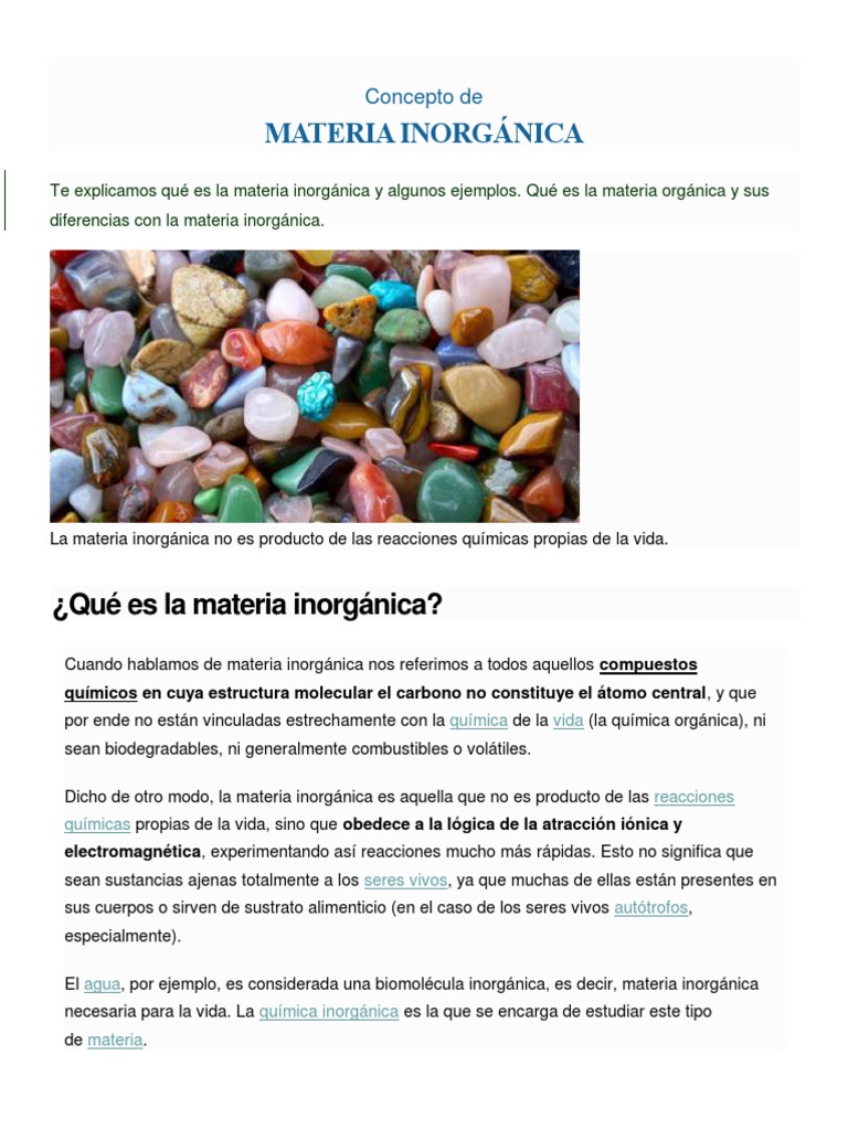 Materia Inorganica | PDF | Química Inorgánica | Compuestos orgánicos