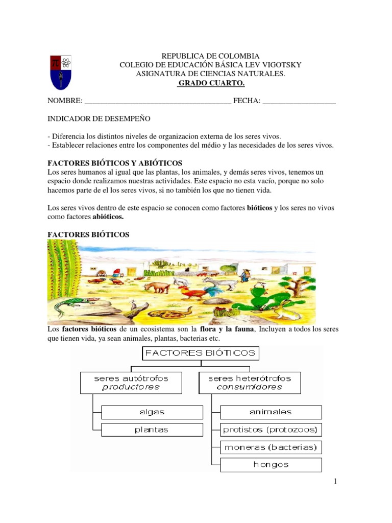 4° Guía de Trabajo Factores Bóticos y Abióticos | PDF | Ecosistema | Entorno natural