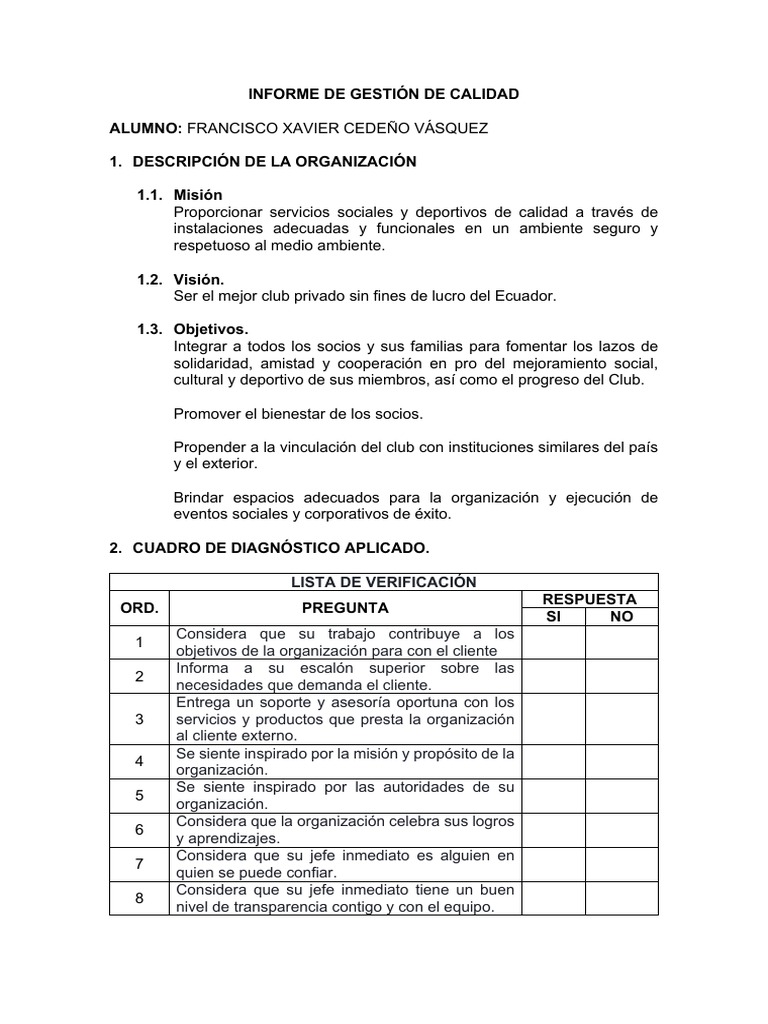 Informe de Gestión de Calidad | PDF | Calidad (comercial) | Cognición