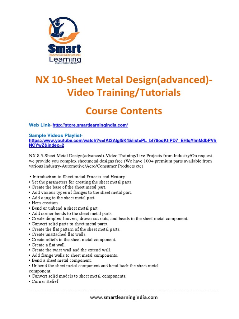 Advanced NX Sheet Metal Training | PDF
