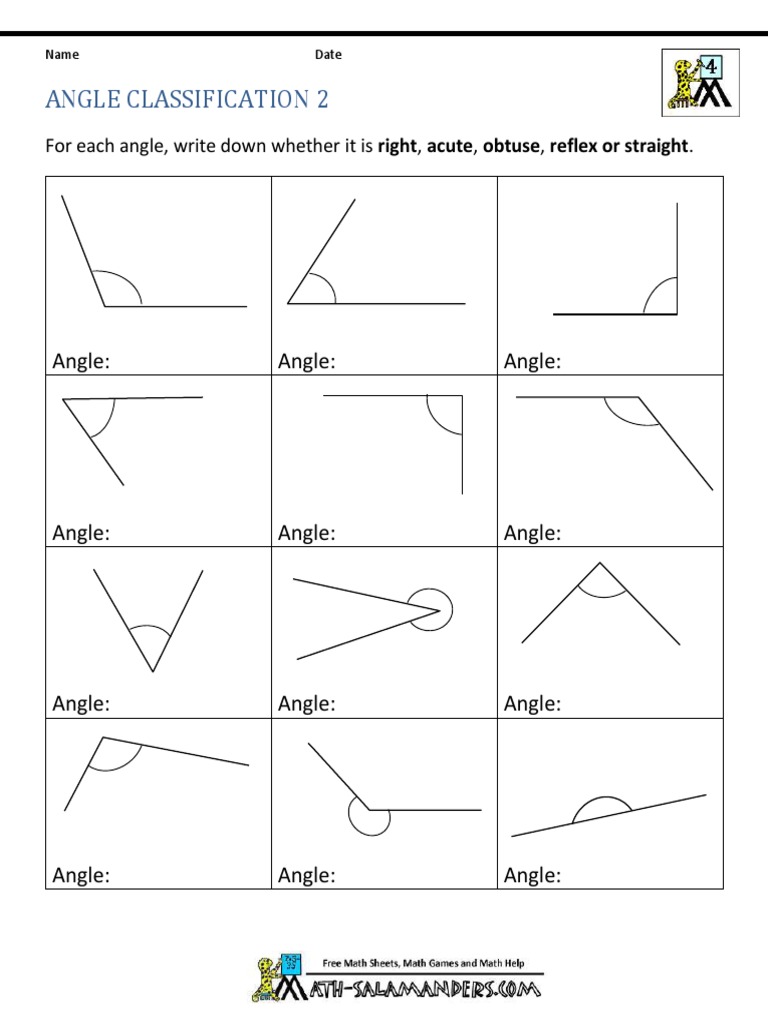 Angle Classification Exercise | PDF