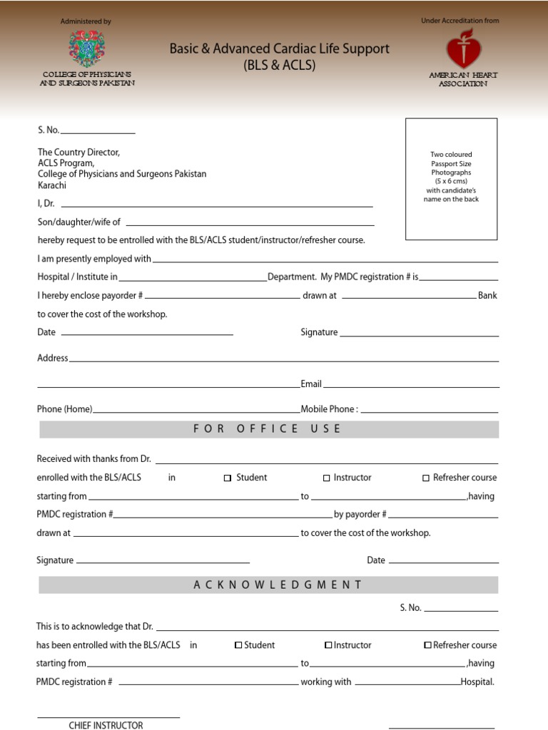 BLS/ACLS Course Enrollment Request Form | PDF | Emergency Medical ...