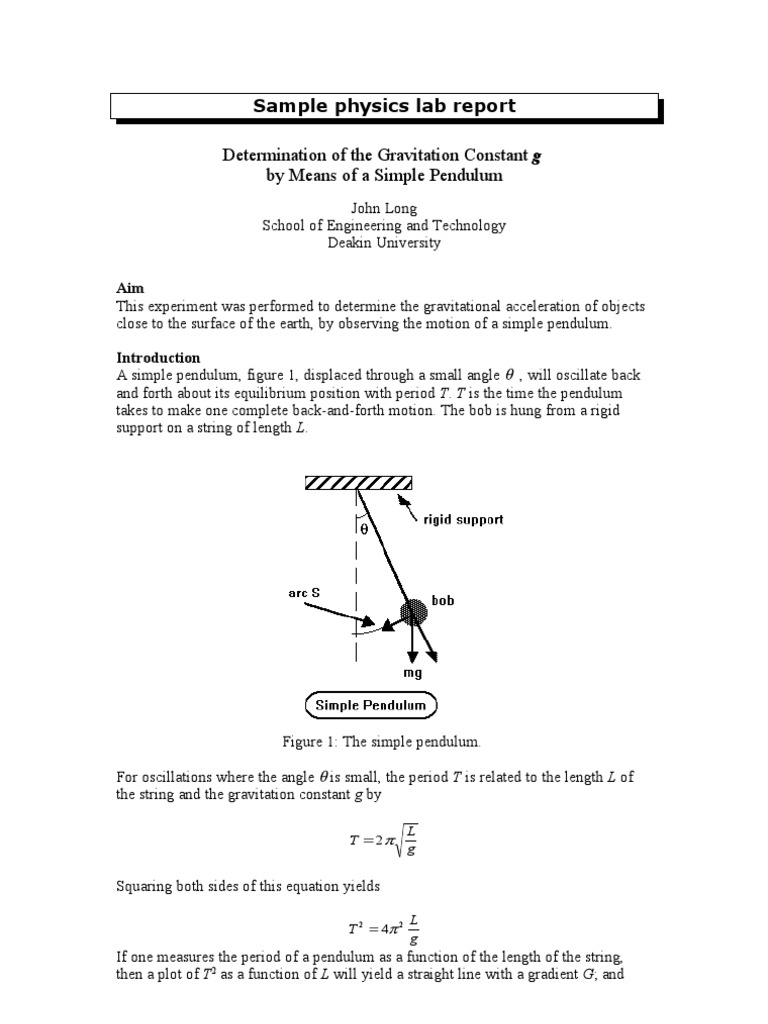 Physics Report | PDF | Pendulum | Oscillation