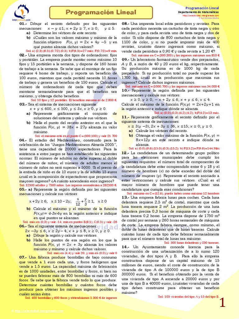 Prog Lineal PDF | PDF | Programación lineal | Dom