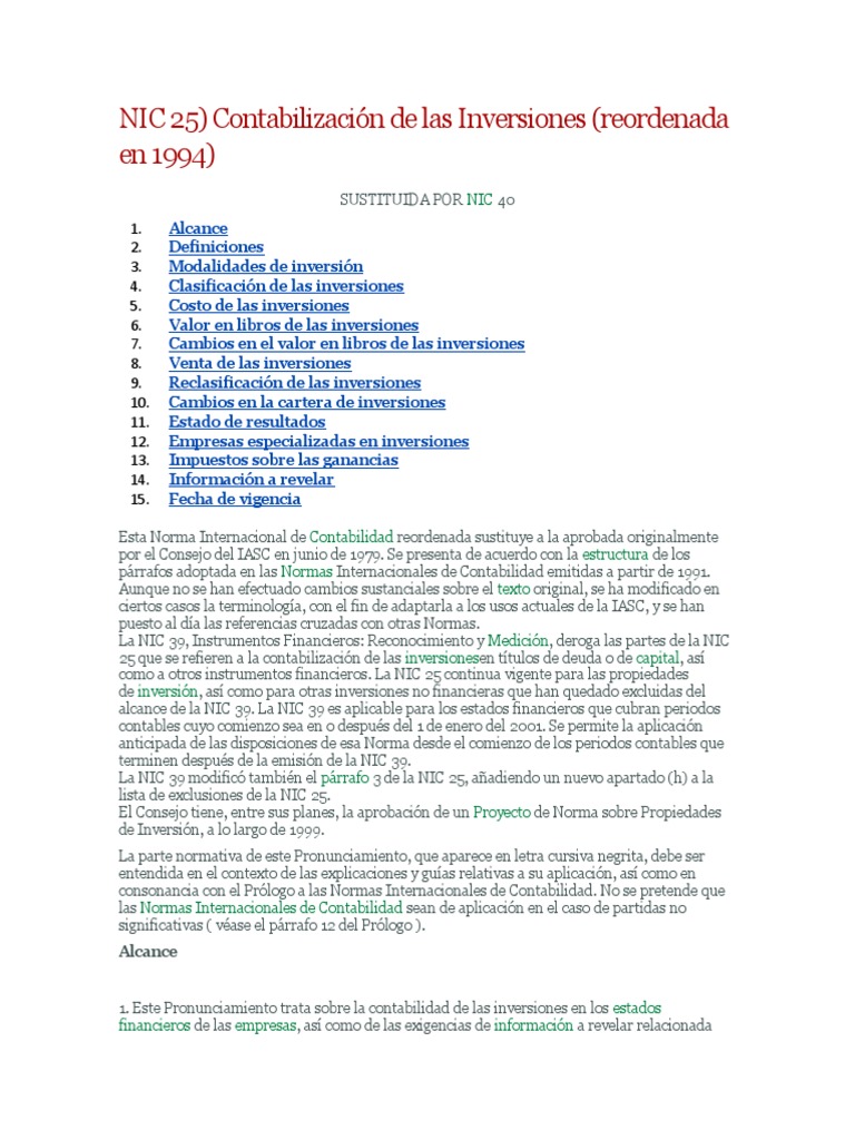 Nic 25 | PDF | Inversiones | Beneficio (economía)