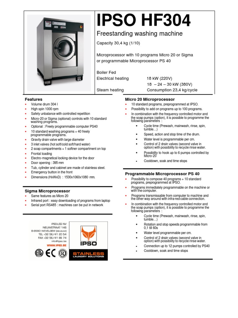 Ipso HF304 | PDF | Boiler | Washing Machine
