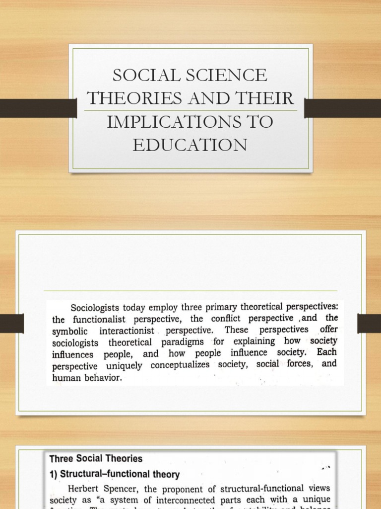 Chapter 3 Social Science Theories and Their Implications To Education ...