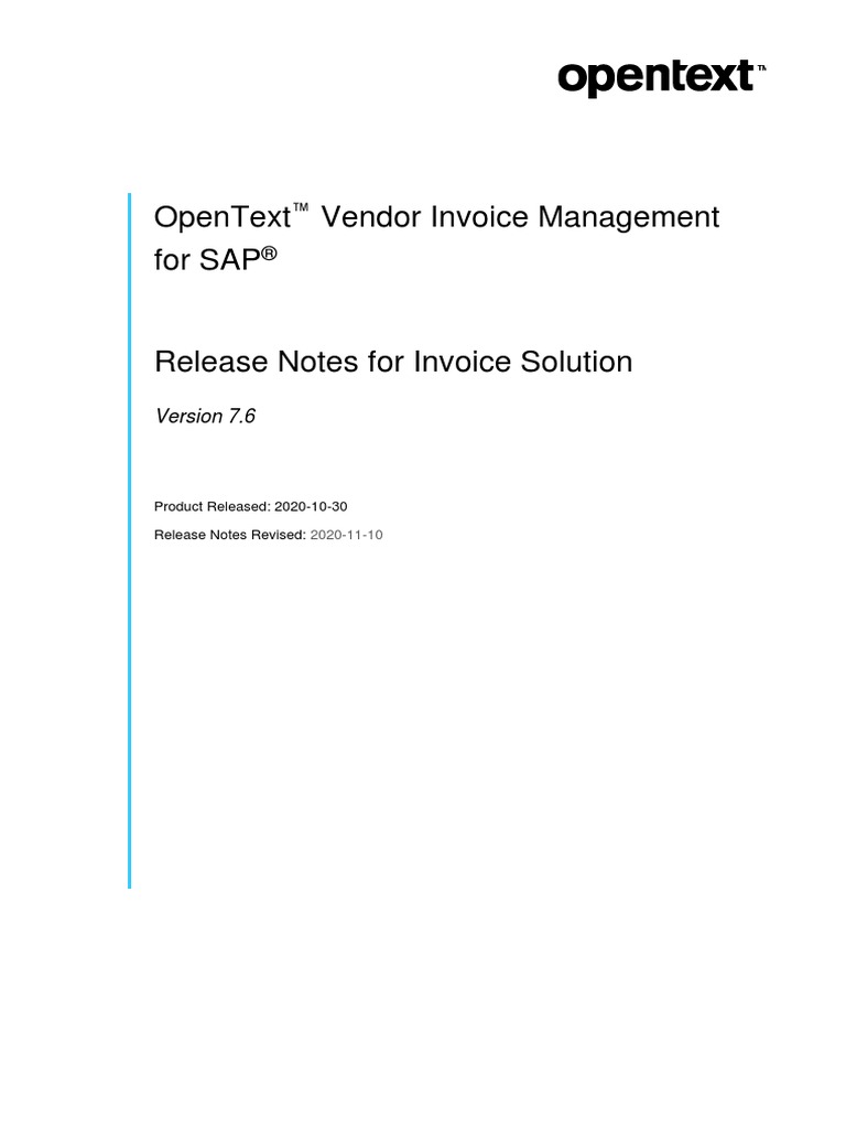 Opentext Vendor Invoice Management For Sap: Product Released: 2020-10 ...