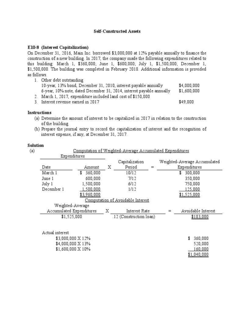 Self-Constructed Assets Tutorial | PDF | Interest | Expense