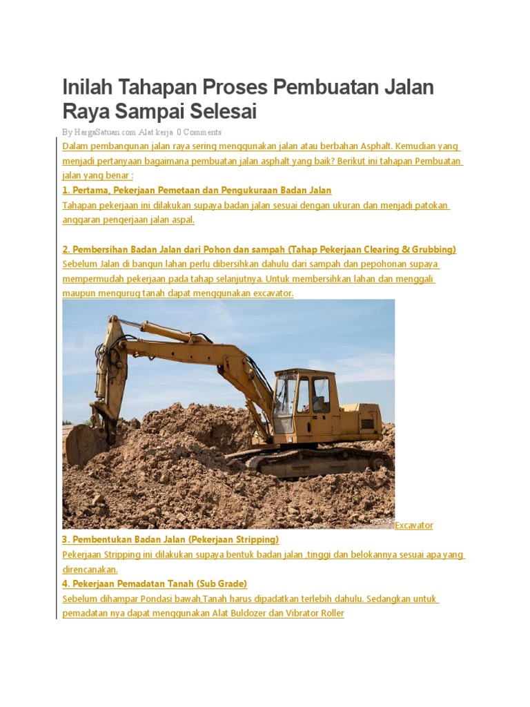 Inilah Tahapan Proses Pembuatan Jalan Raya Sampai Selesai | PDF