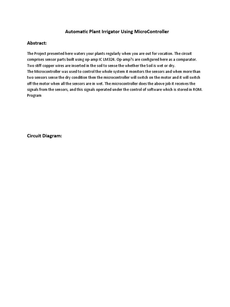 Automatic Plant Irrigator Using MicroController2 | PDF | Computer ...